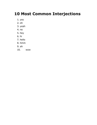 10 Most Common Interjections Explained | PDF