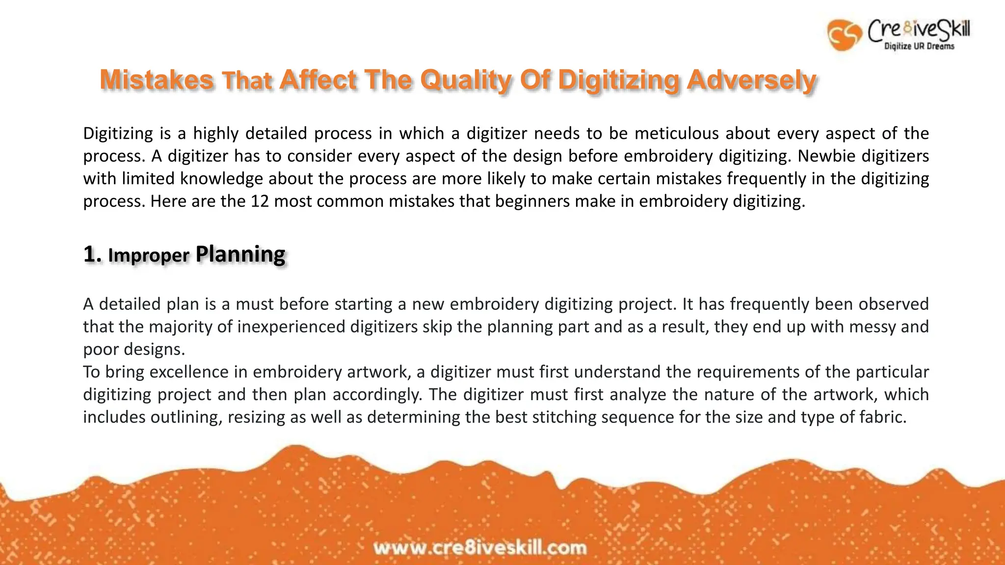 Embroidery Digitizing Guide: Top 10 Mistakes Beginners Must Avoid | PPTX