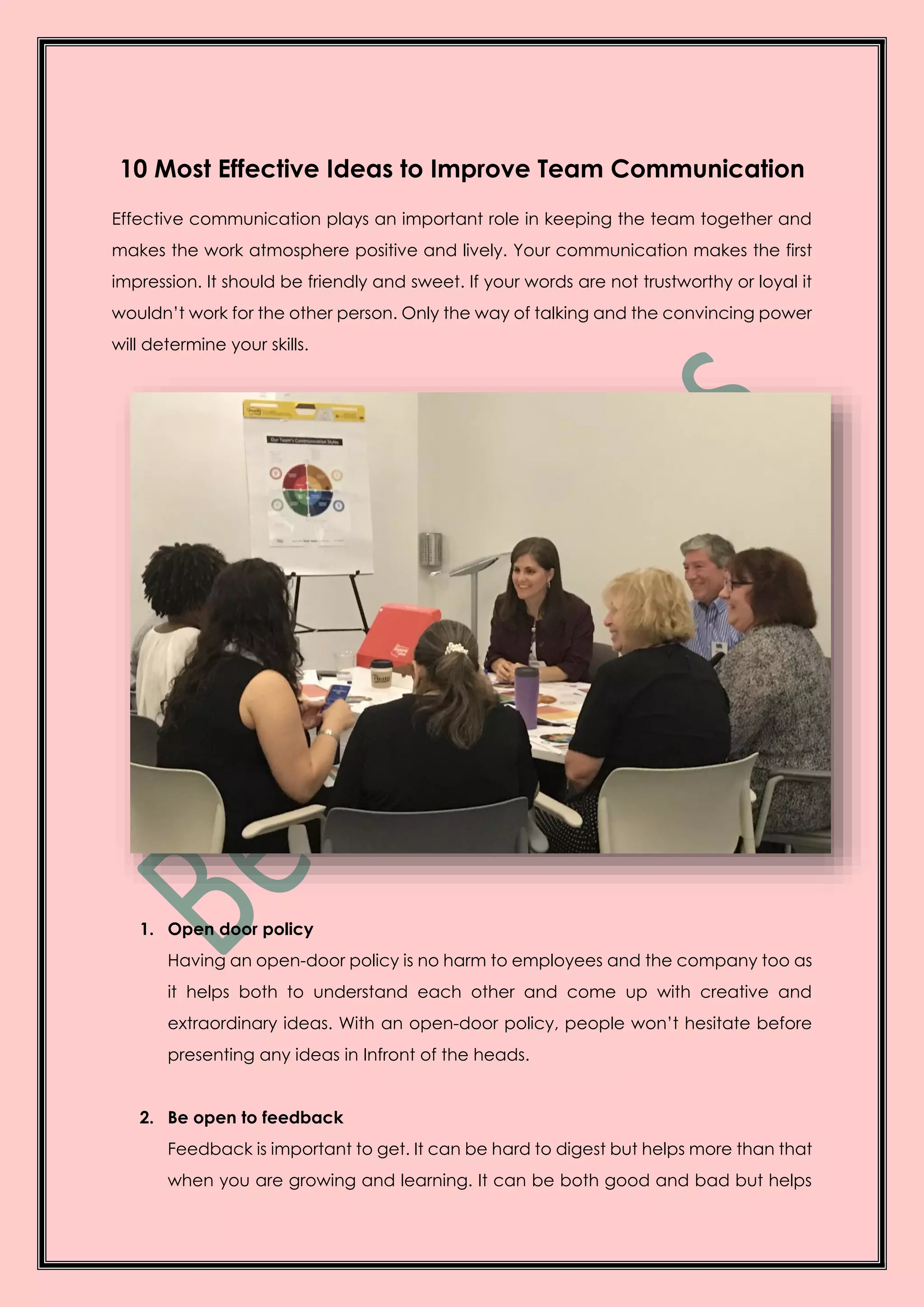 10 most effective ideas to improve team communication | PDF