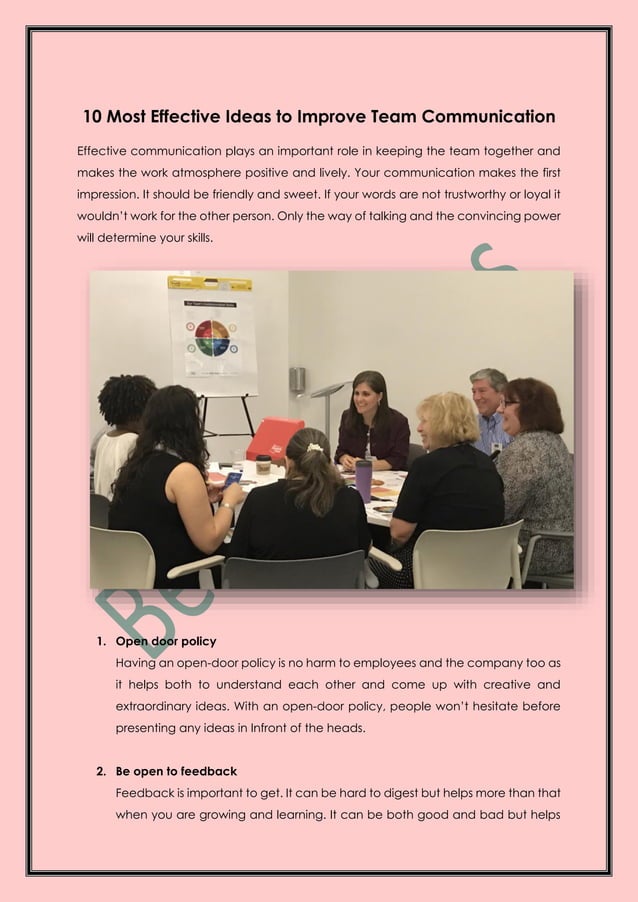 10 most effective ideas to improve team communication | PDF