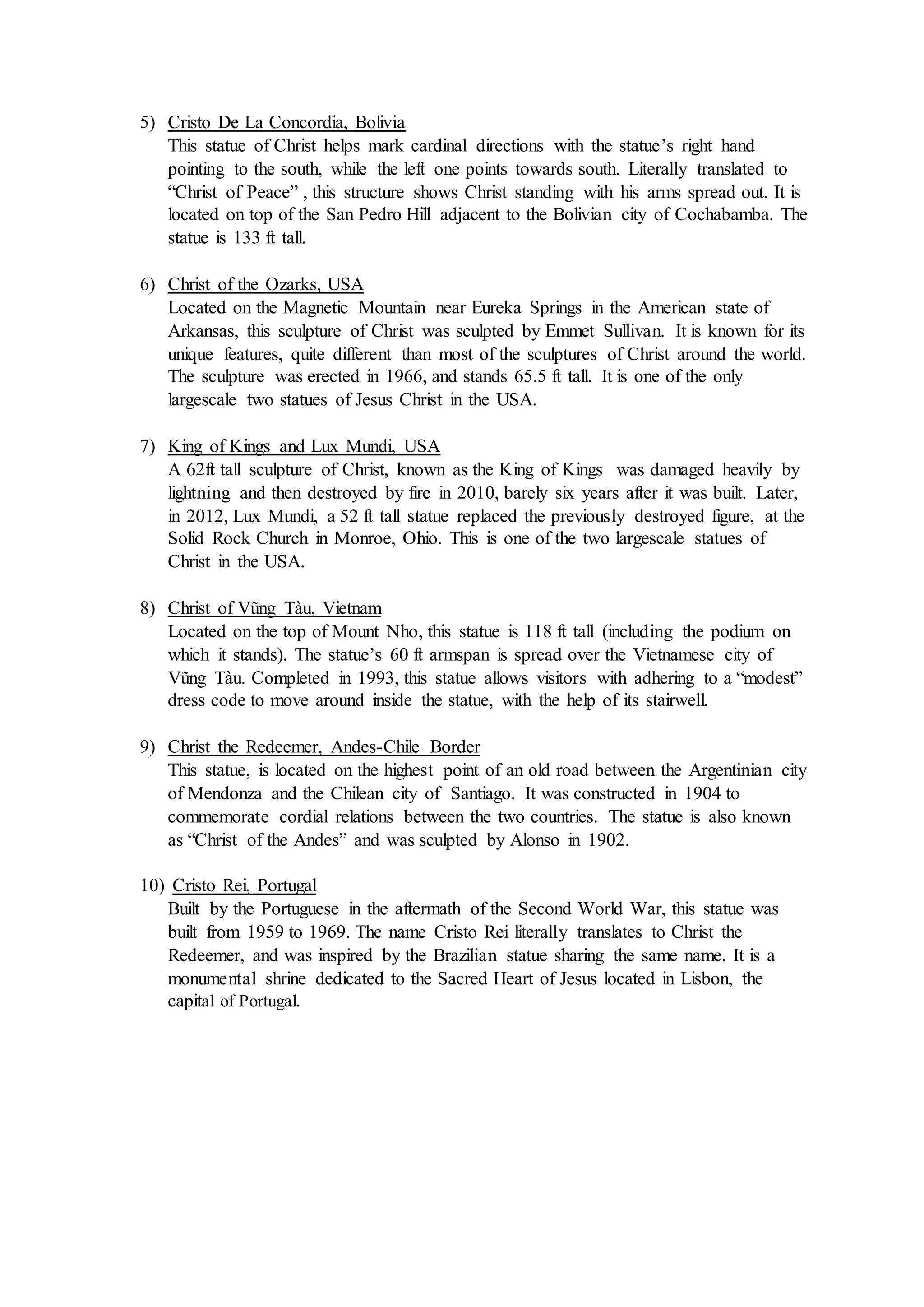 10 most famous jesus statues in the world | DOCX