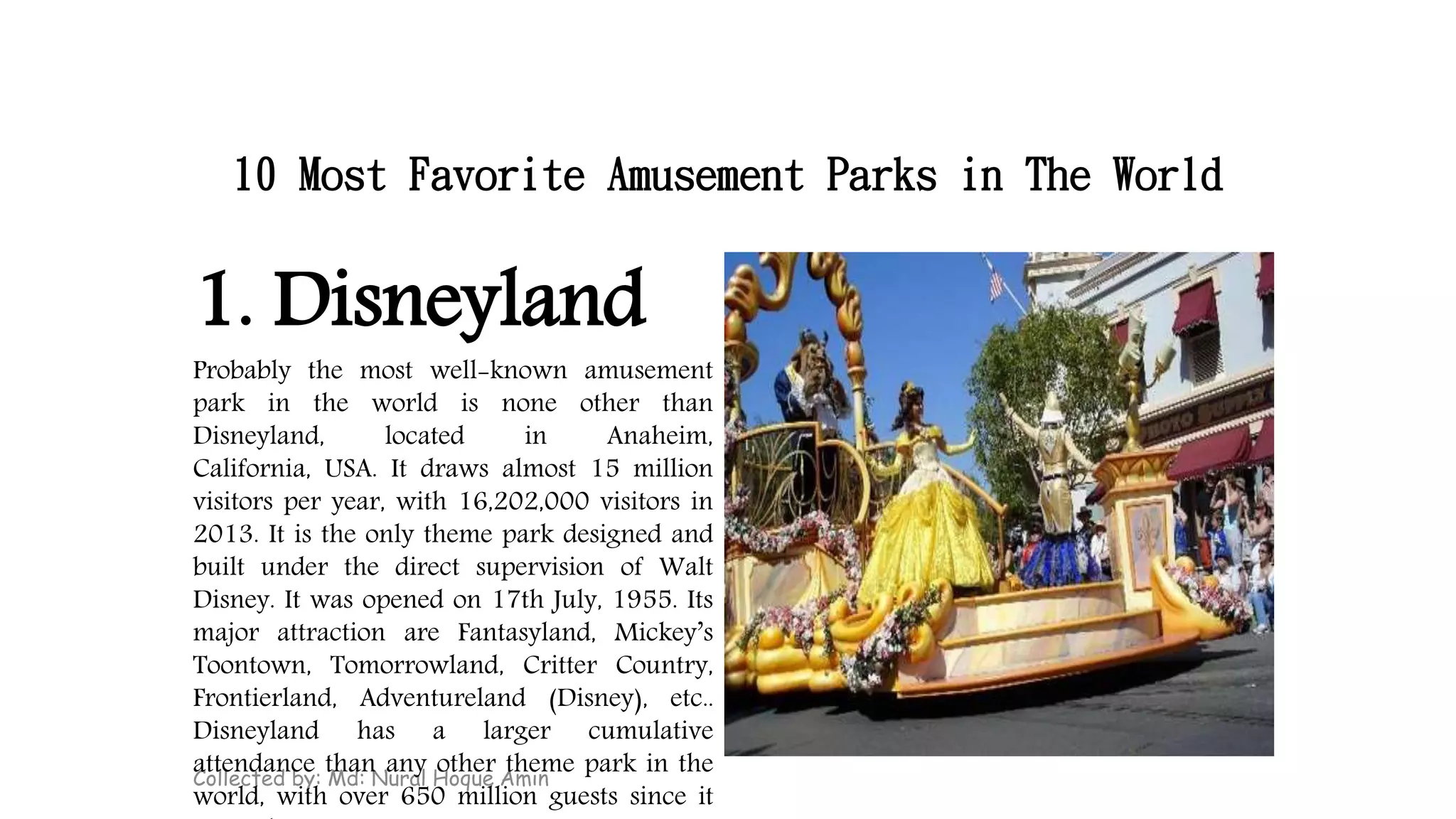 10 most favorite amusement parks in the world | PPT