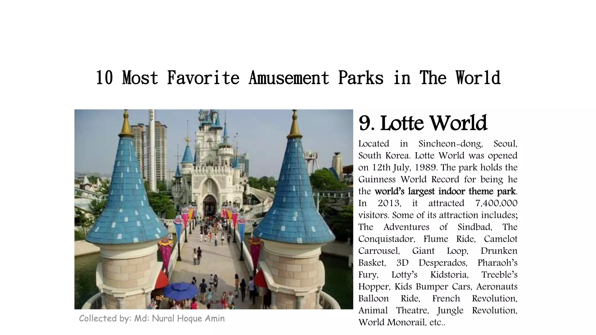 10 most favorite amusement parks in the world | PPT