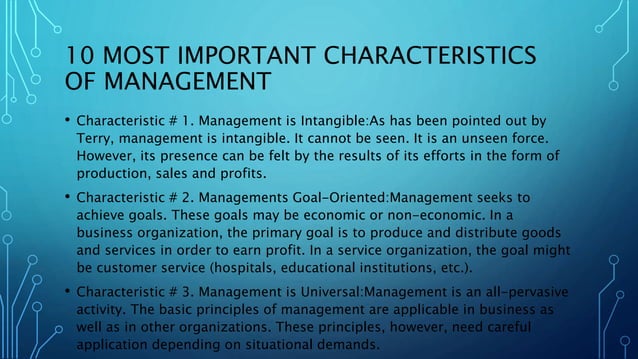 10 most important characteristics of management | PPTX