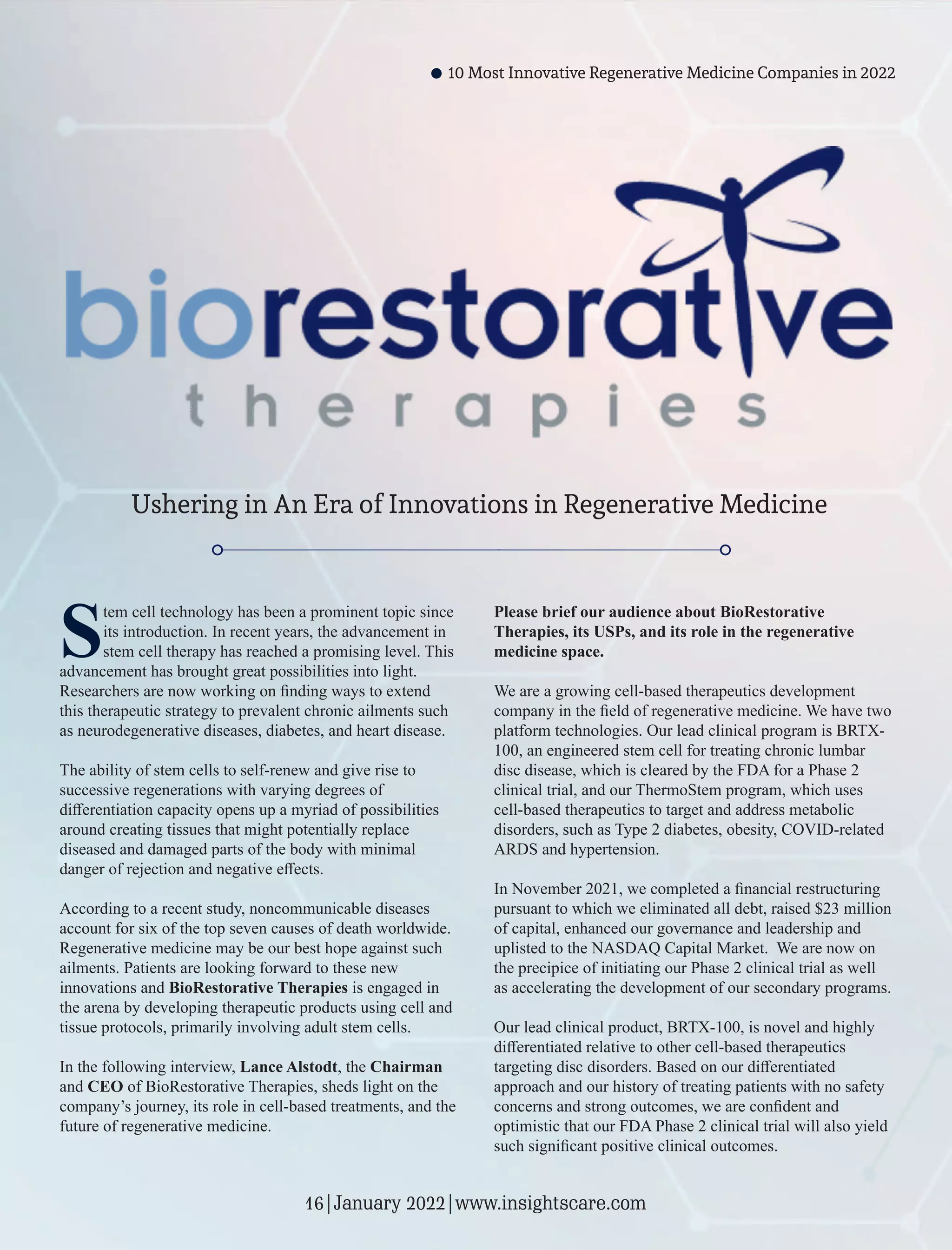 10 Most Innovative Regenerative Medicine Companies in 2022.pdf | Physical Therapy | Wellness