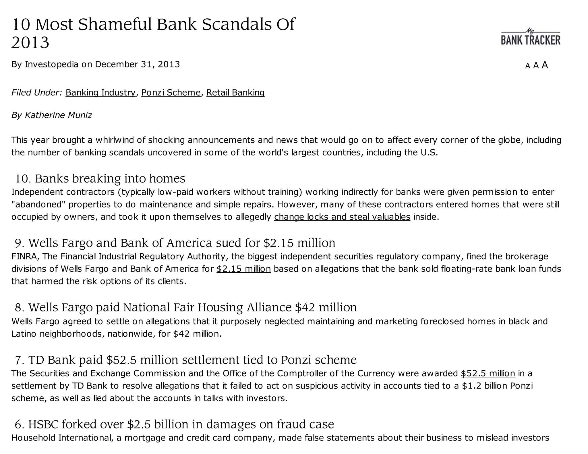 10 most shameful bank scandals of 2013 | PDF