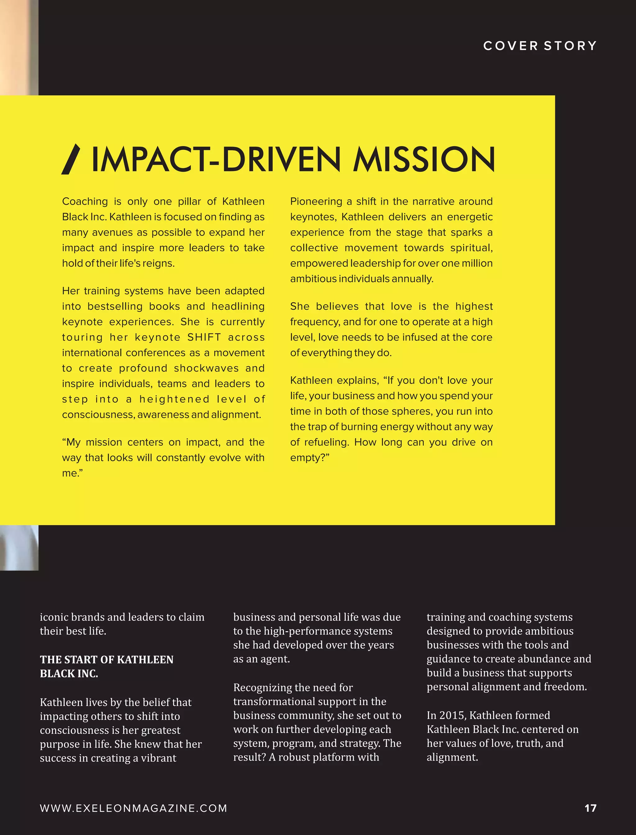 Kathleen Black | 10 Most Transformational CEOs | Exeleon Magazine | PDF