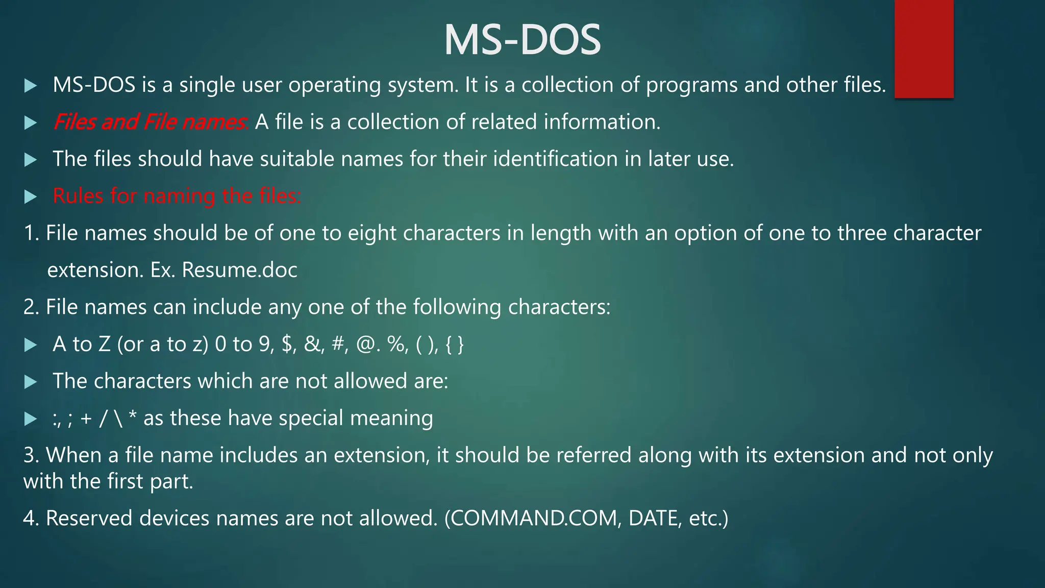 10 Ms Dos And Its Commandspptx Related To Pptx Operating Systems