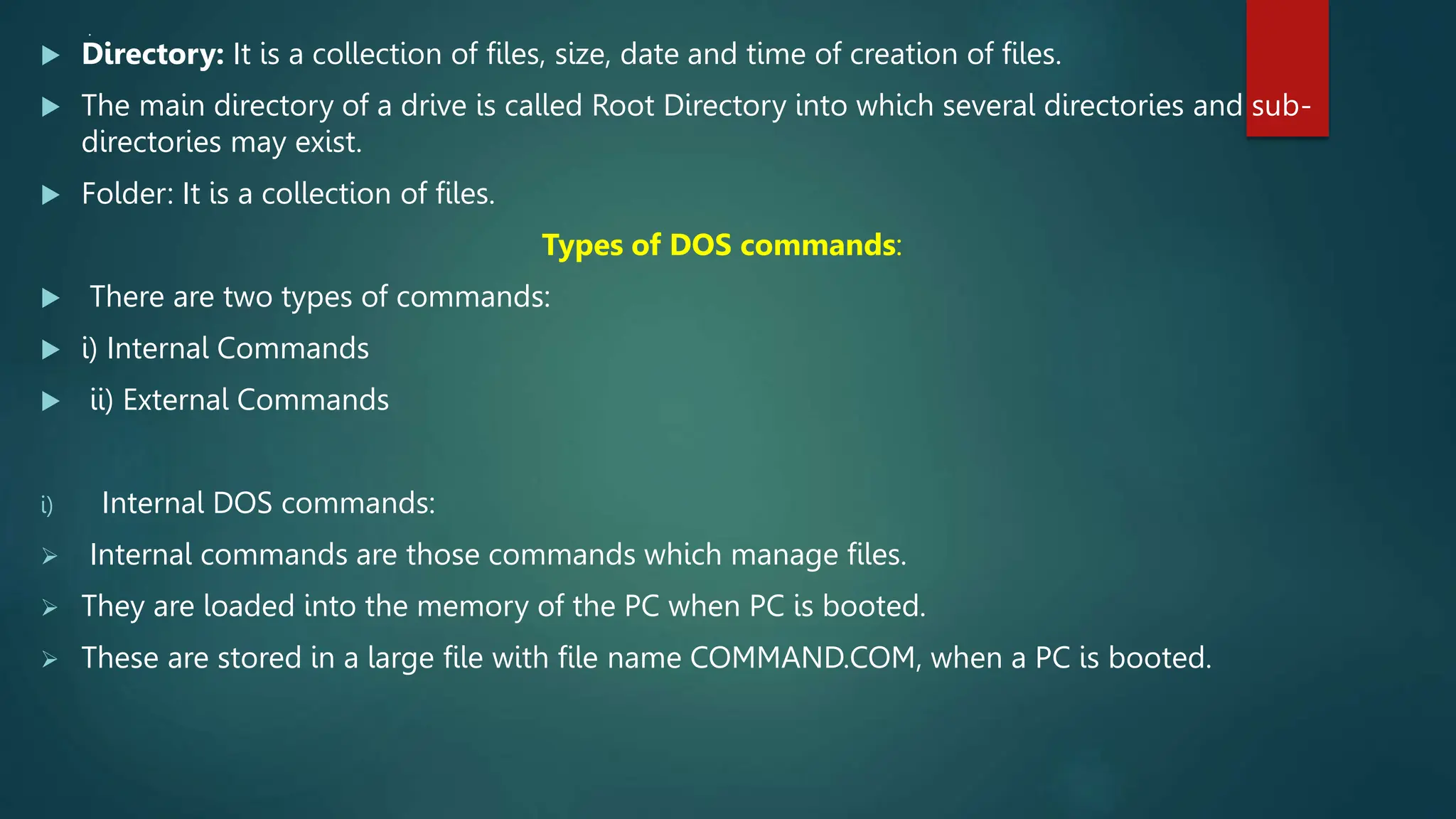10 Ms Dos And Its Commandspptx Related To Pptx Operating Systems