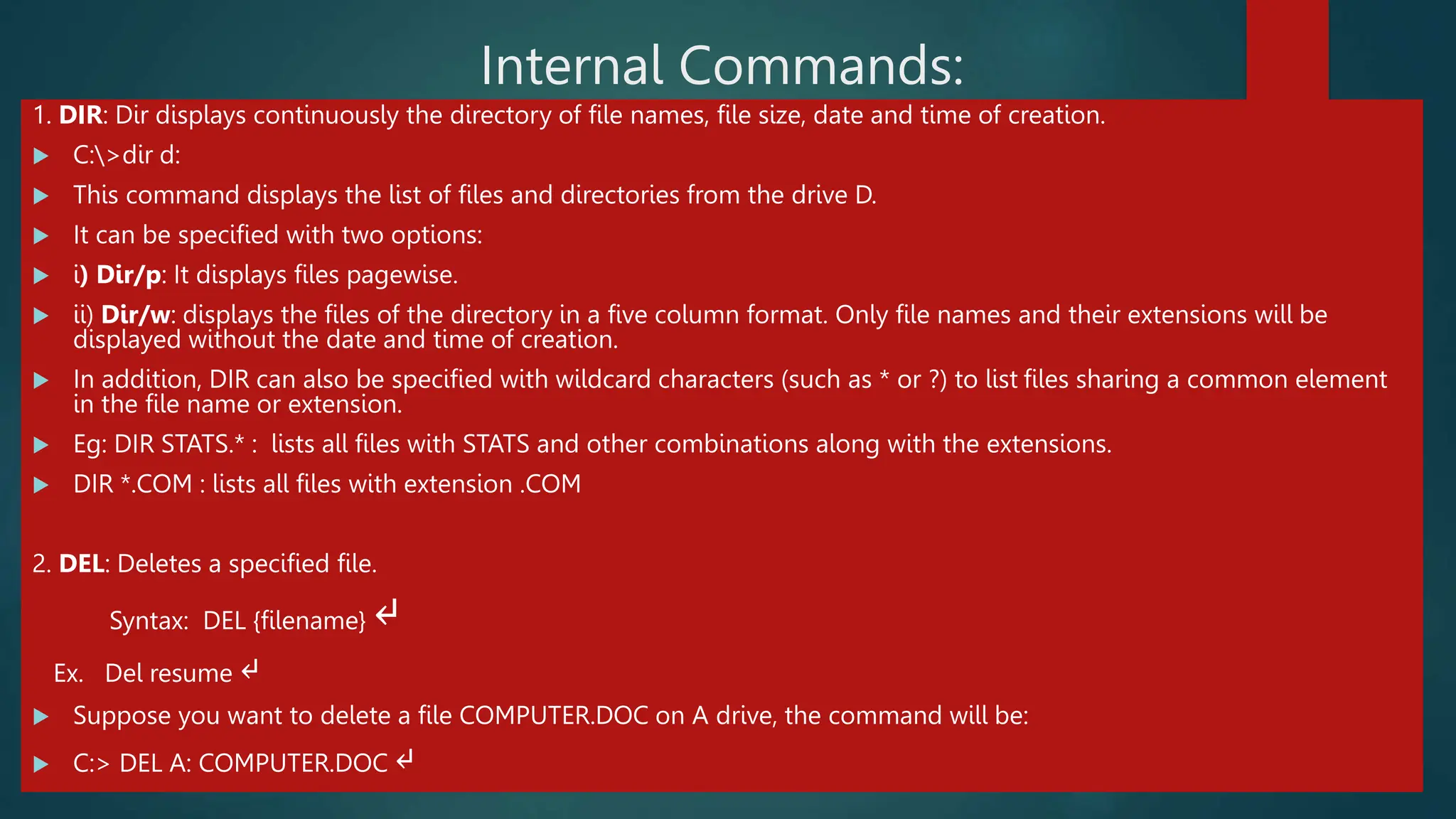10 Ms Dos And Its Commands Pptx Related To Pptx