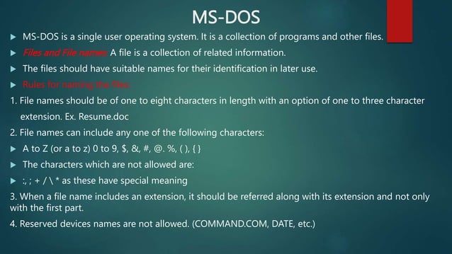 10 MS DOS and Its Commands.pptx .related to | PPTX | Operating Systems | Computer Software and ...