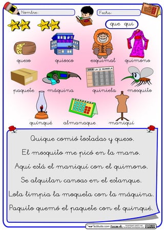 MÉTODO DE LECTOESCRITURA ACTILUDIS QUE - QUI | PDF