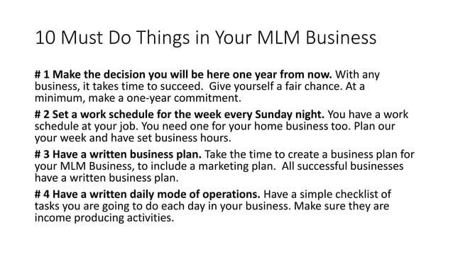 10 Must Do Things in Your MLM Business | PPT