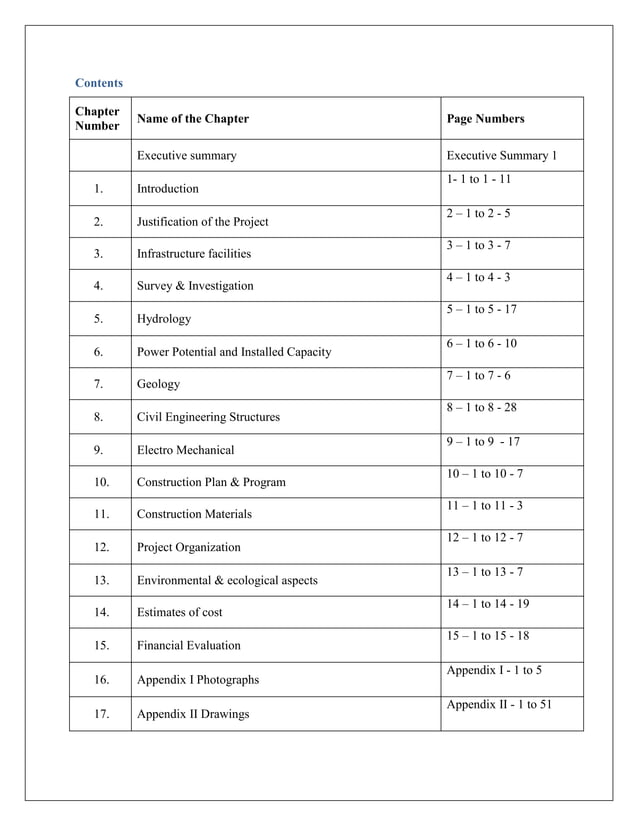 Sample DPR for Hydro Project (10 MW) (2012) | PDF