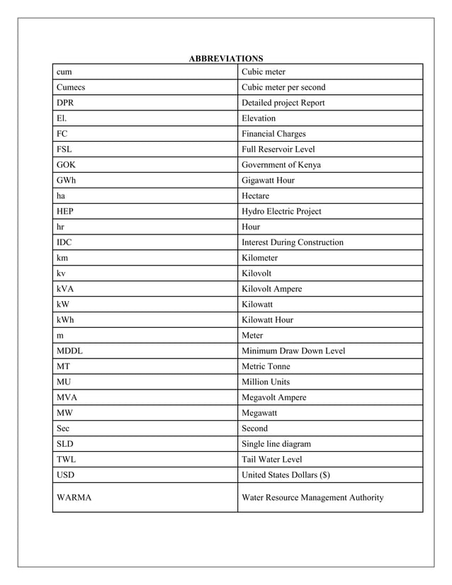 Sample DPR for Hydro Project (10 MW) (2012) | PDF