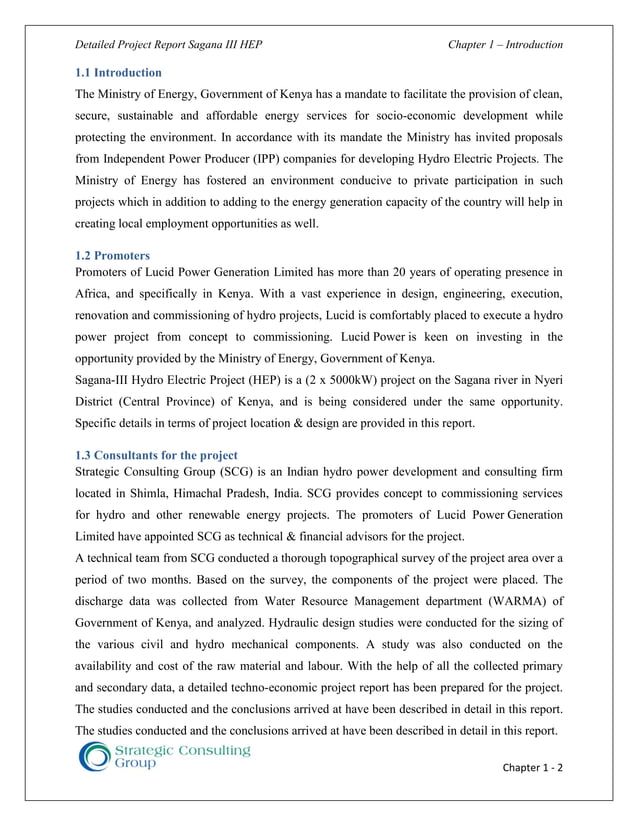 Sample DPR for Hydro Project (10 MW) (2012) | PDF