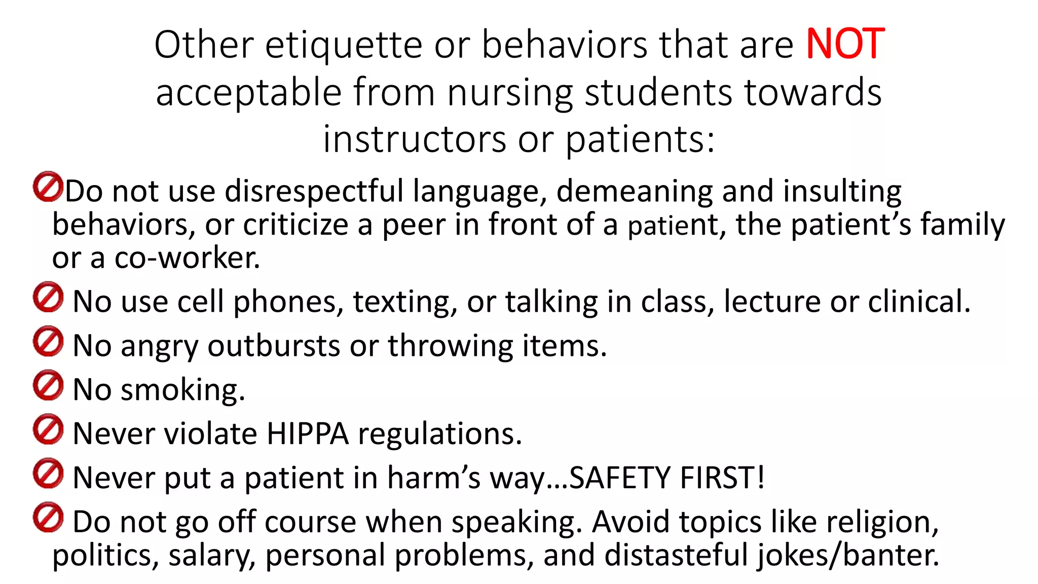 10 nurses proper professional etiquette | PPTX