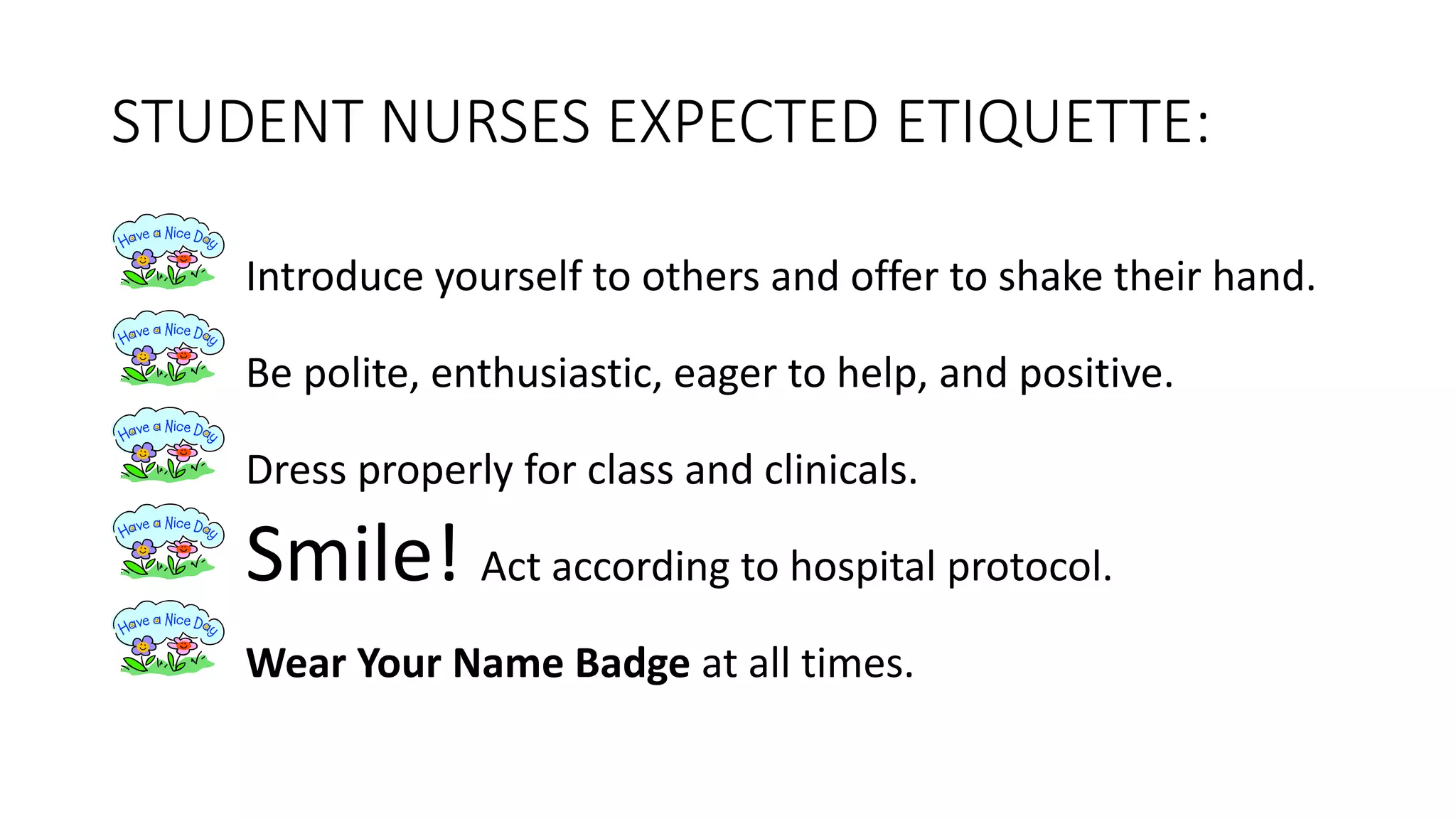 10 nurses proper professional etiquette | PPTX