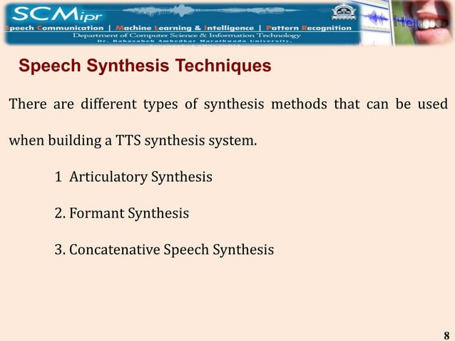Text To Speech Synthesis System For Marathi Language Using Concatenation Technique | PPT