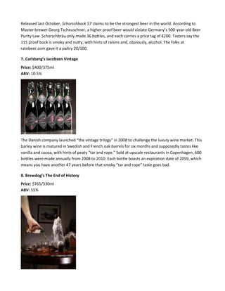10 of the world’s most expensive beers | DOCX