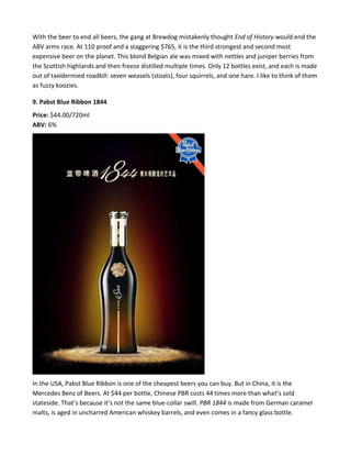 10 of the world’s most expensive beers | DOCX