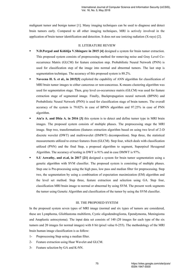 A Hybrid Approach For Classification Of Mri Brain Tumors Using Genetic Algorithm K Nearest