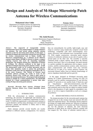 Design and Analysis of M-Shape Microstrip Patch Antenna for Wireless Communications | PDF