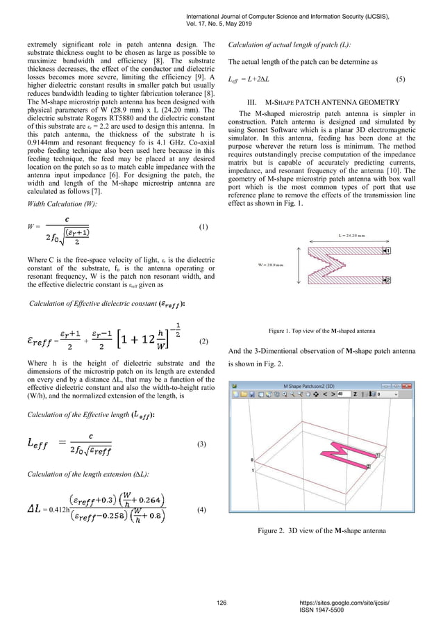 Design and Analysis of M-Shape Microstrip Patch Antenna for Wireless Communications | PDF