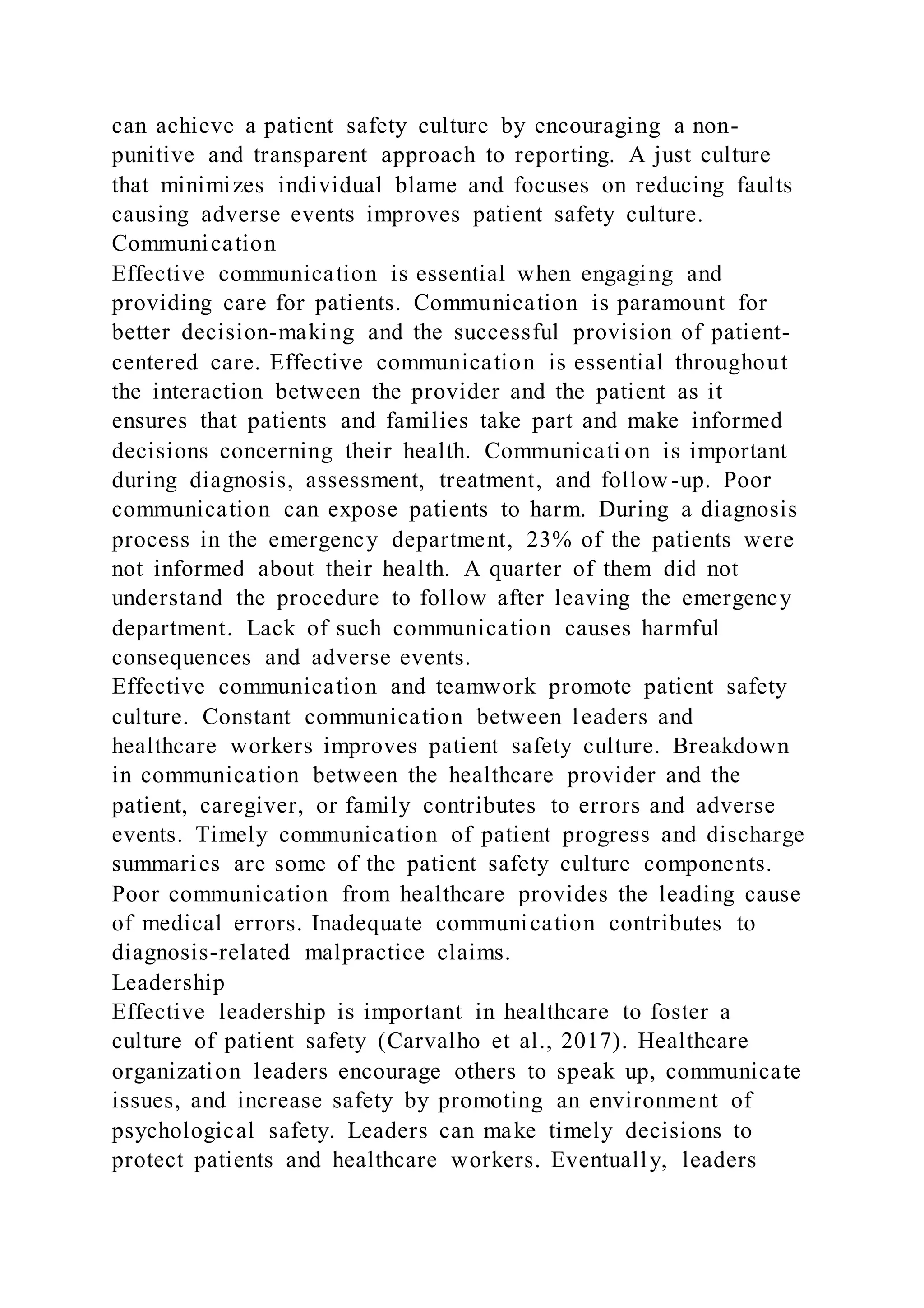 10Patient Safety Culture in hospitals.Student’s NameCo | PDF