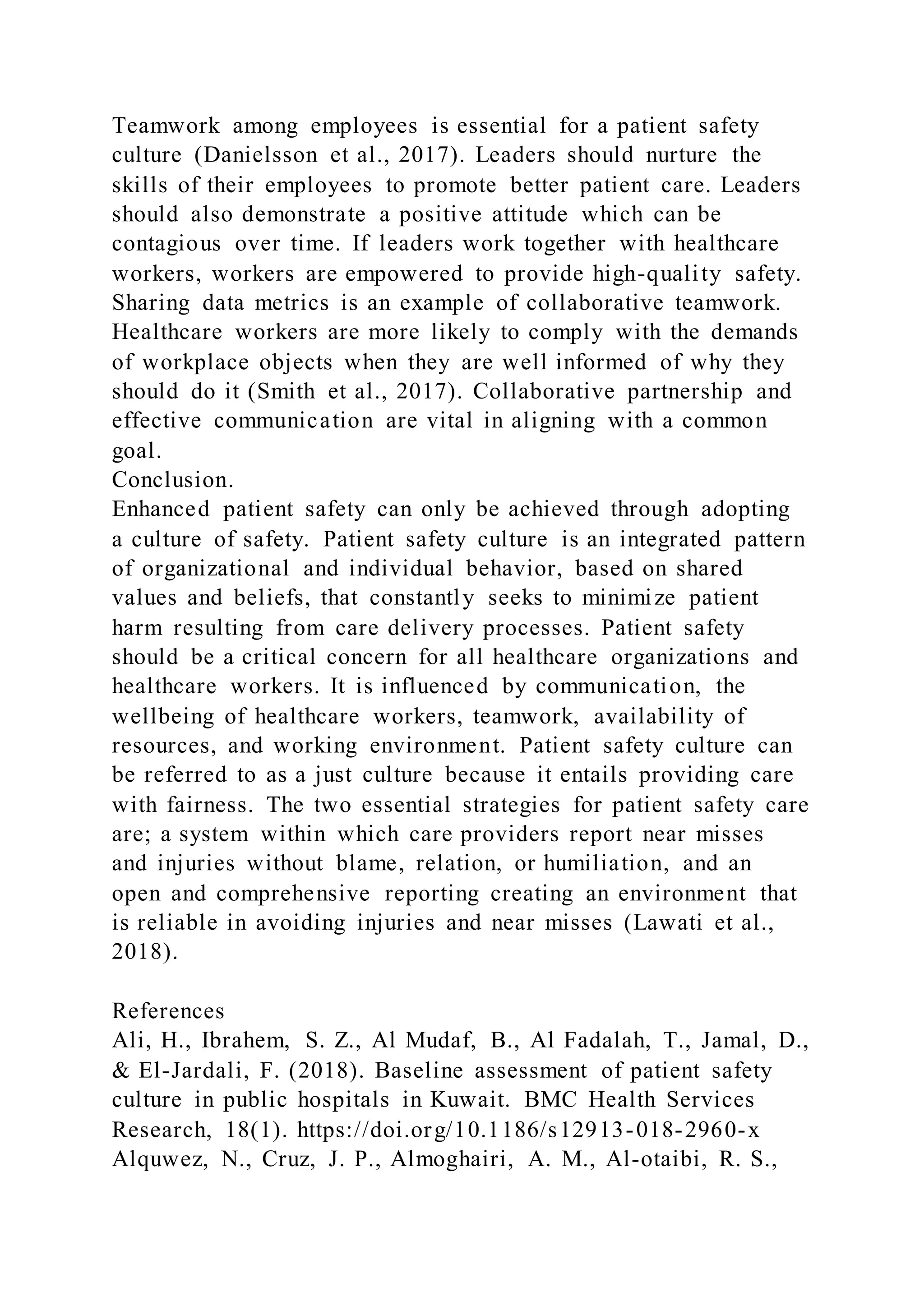 10Patient Safety Culture in hospitals.Student’s NameCo | DOCX