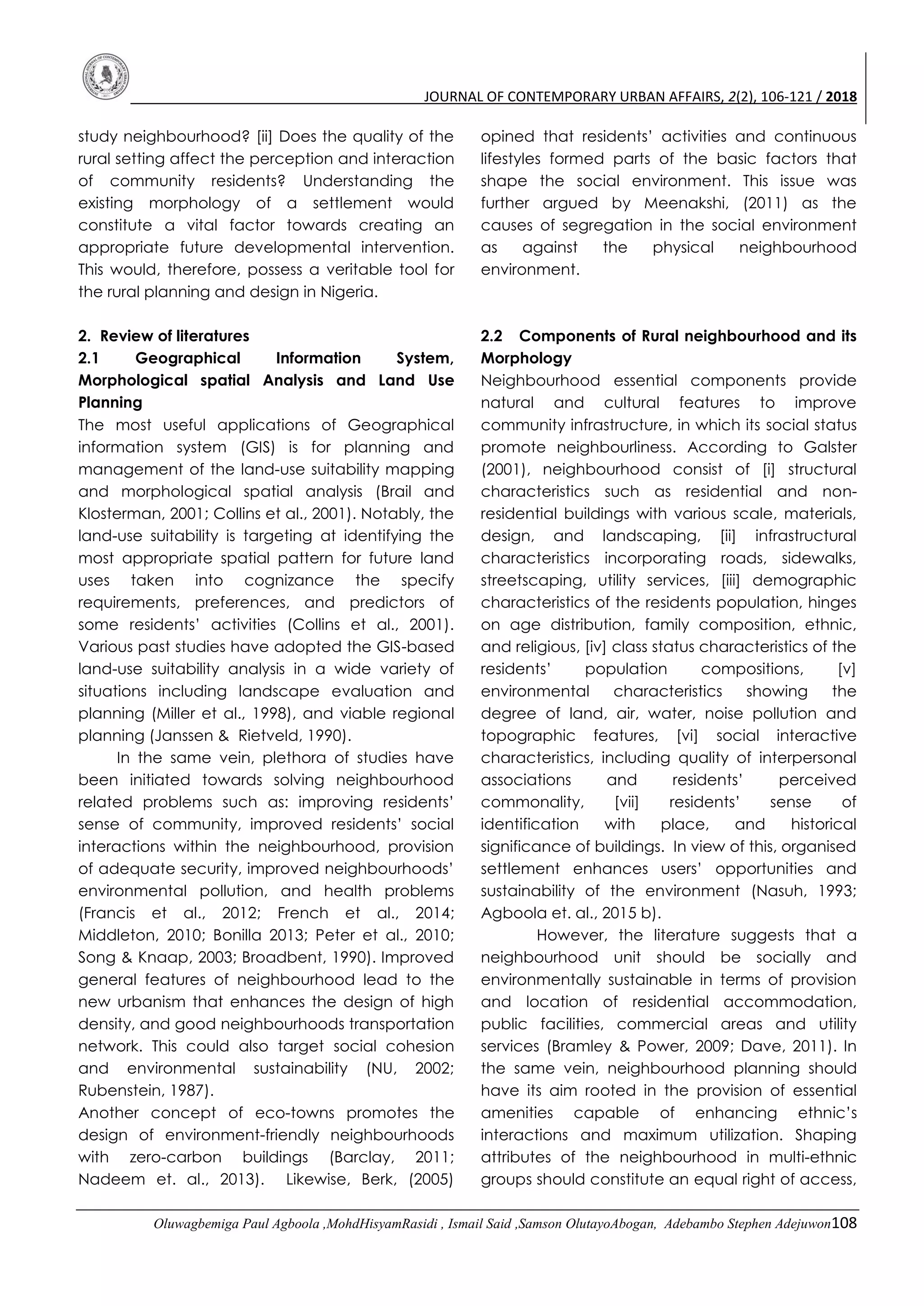 Morphological and GIS-based land use Analysis: A Critical Exploration of a Rural Neighborhood | PDF