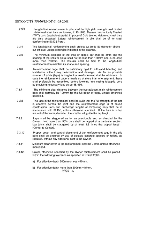 10 pile foundation_specification | PDF | Civil Engineering Industry ...