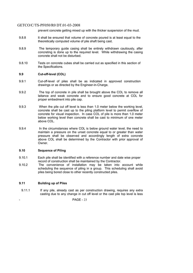 10 pile foundation_specification | PDF | Civil Engineering Industry ...