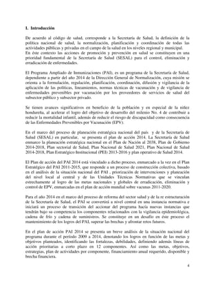 Programa amplio de inmunización pai en honduras 2014 | PDF