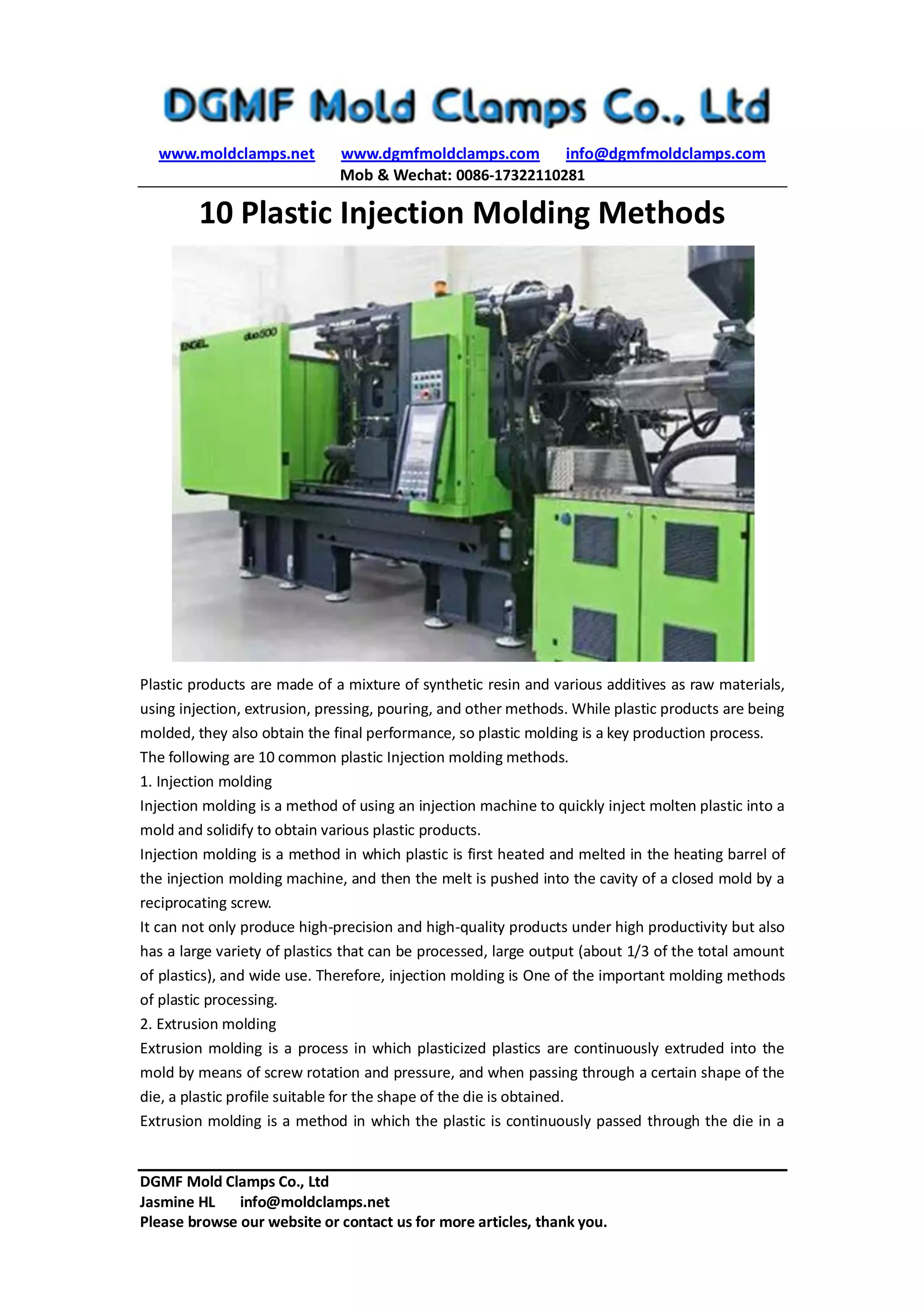 10 plastic injection molding methods | PDF