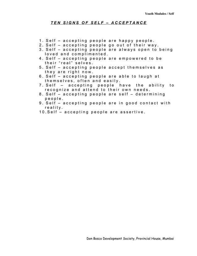 10 Points Of Self Acceptance | DOC