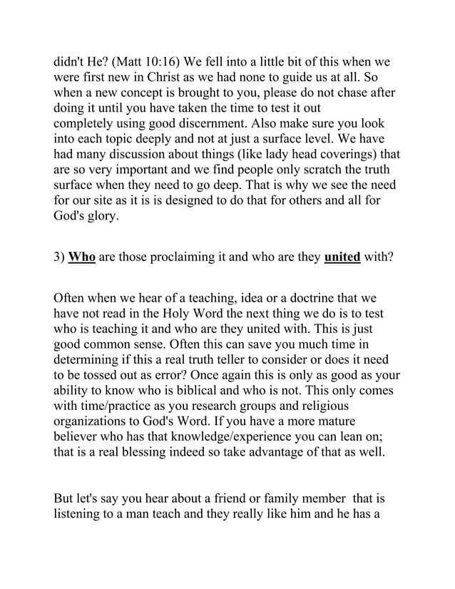 10 Points To Learn Biblical Discernment | DOCX