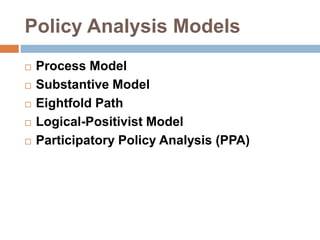 Policy analysis as an econometric perspective | PPTX