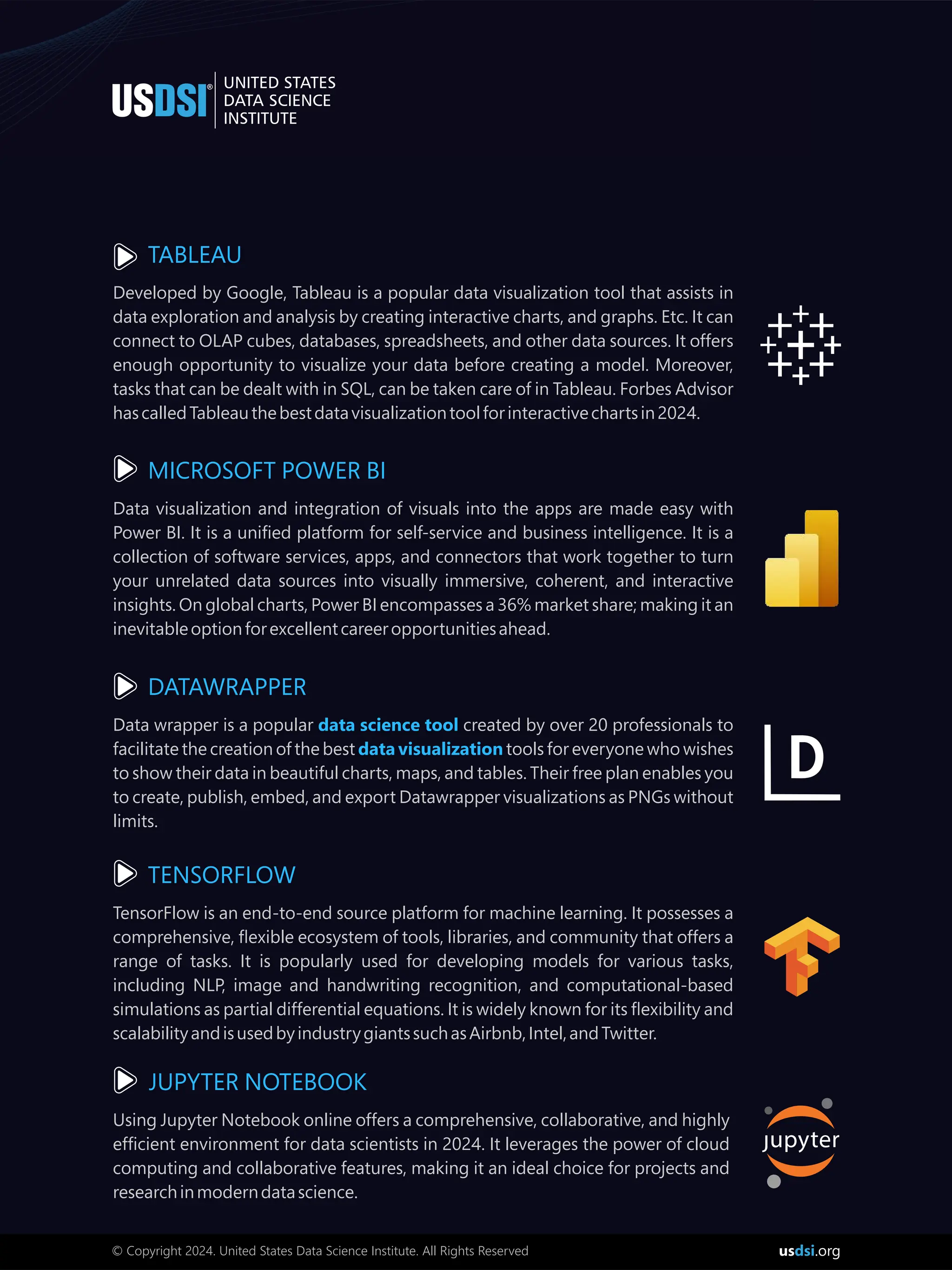 10 POPULAR DATA SCIENCE TOOLS TO CONSIDER EXPLORING | PDF