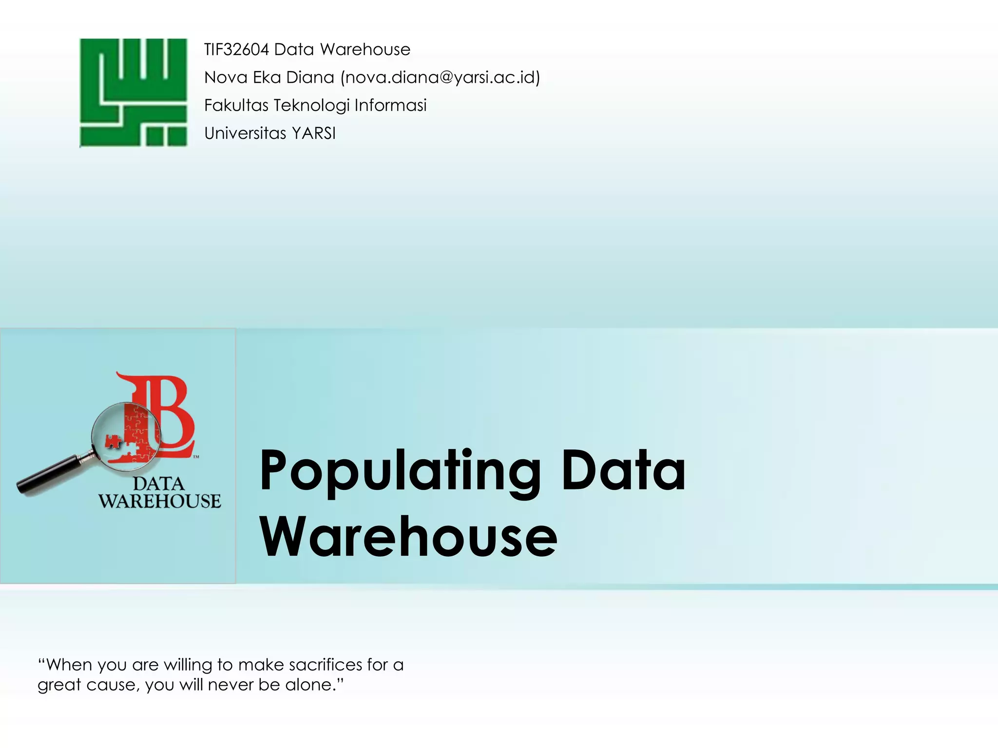 Populating Data Warehouse | PPT