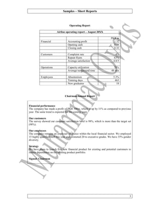 10 practical writing samples - short reports | PDF