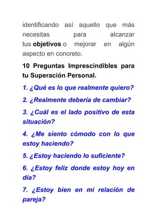 Cuestionario De Preguntas Sobre Mi