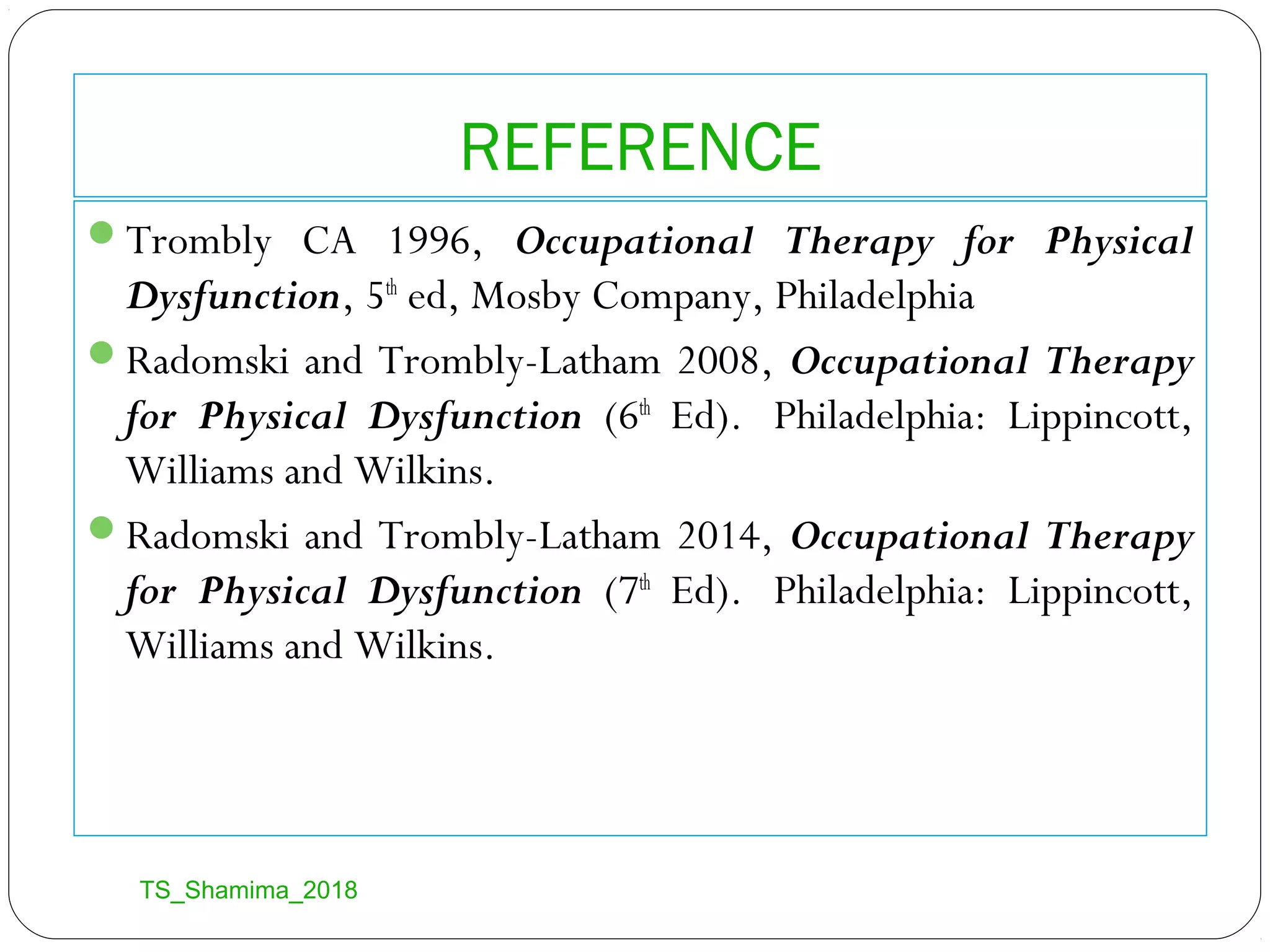 occupational therapy treatment continuum | PPT