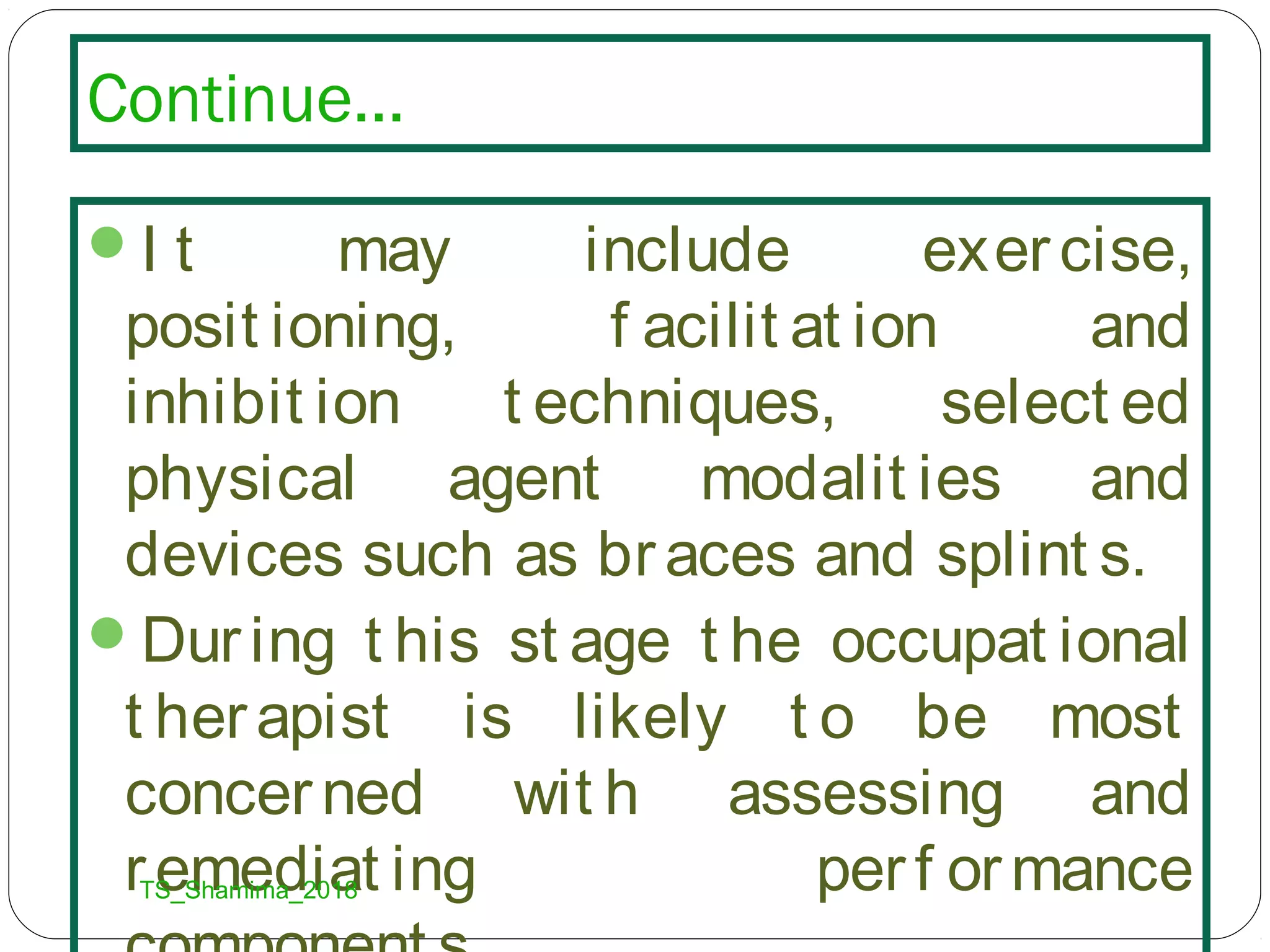 occupational therapy treatment continuum | PPT