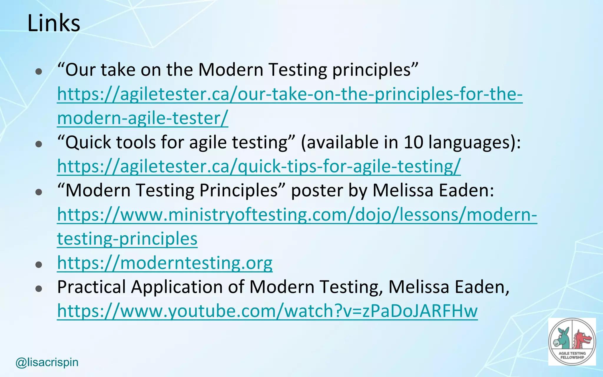 Principles for Agile Testers and Modern Testing Principles | PPT Principles for Agile Testers and Modern Testing Principles | PPT