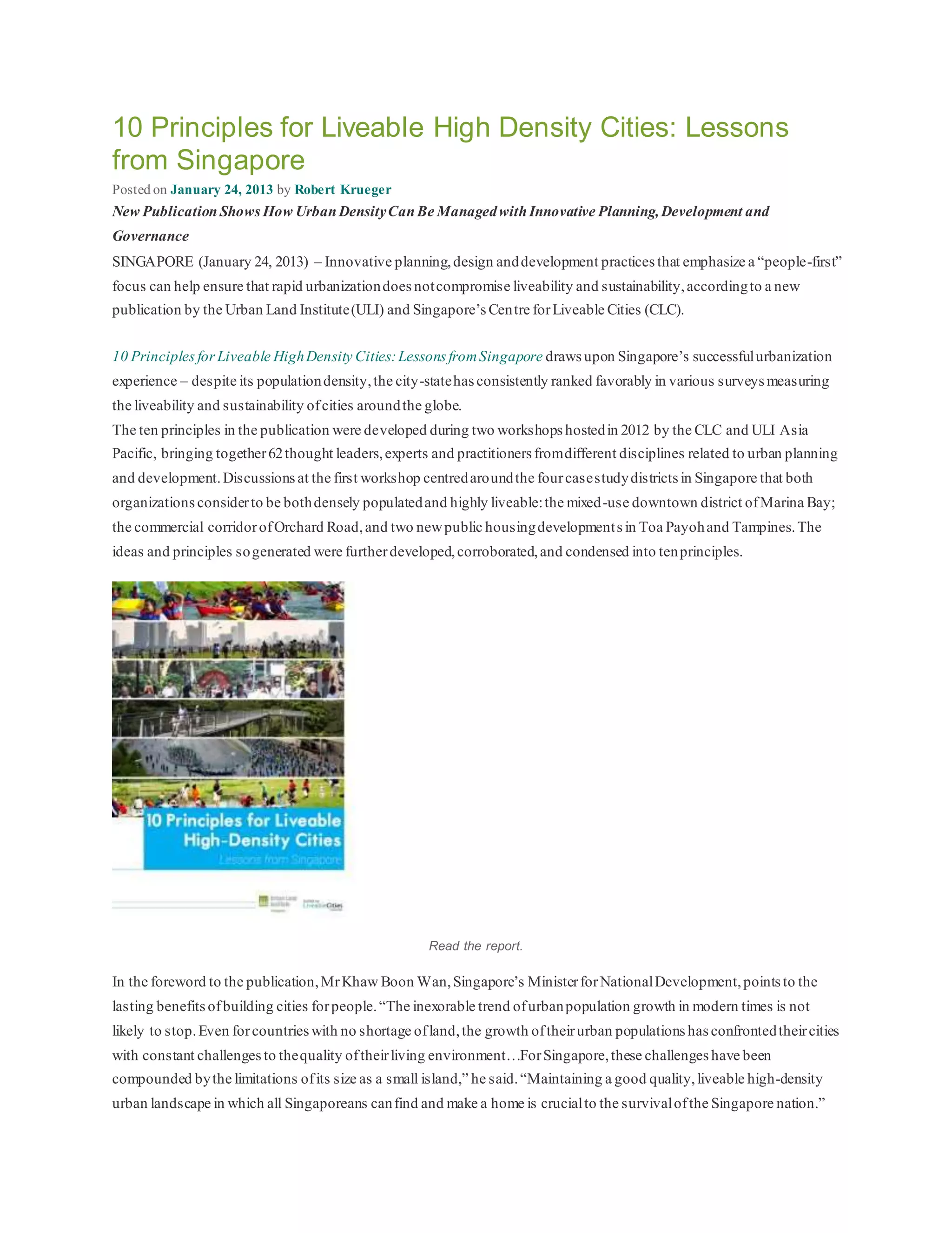 10 principles for liveable high density cities | PDF