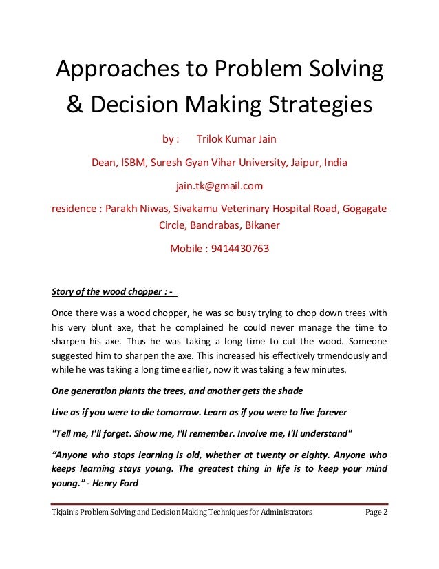 10 principles of problem solving and decision making strategies for a…