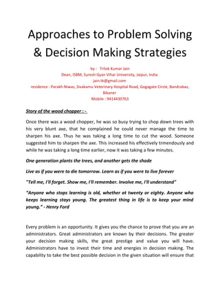 10 principles of problem solving and decision making strategies for ...