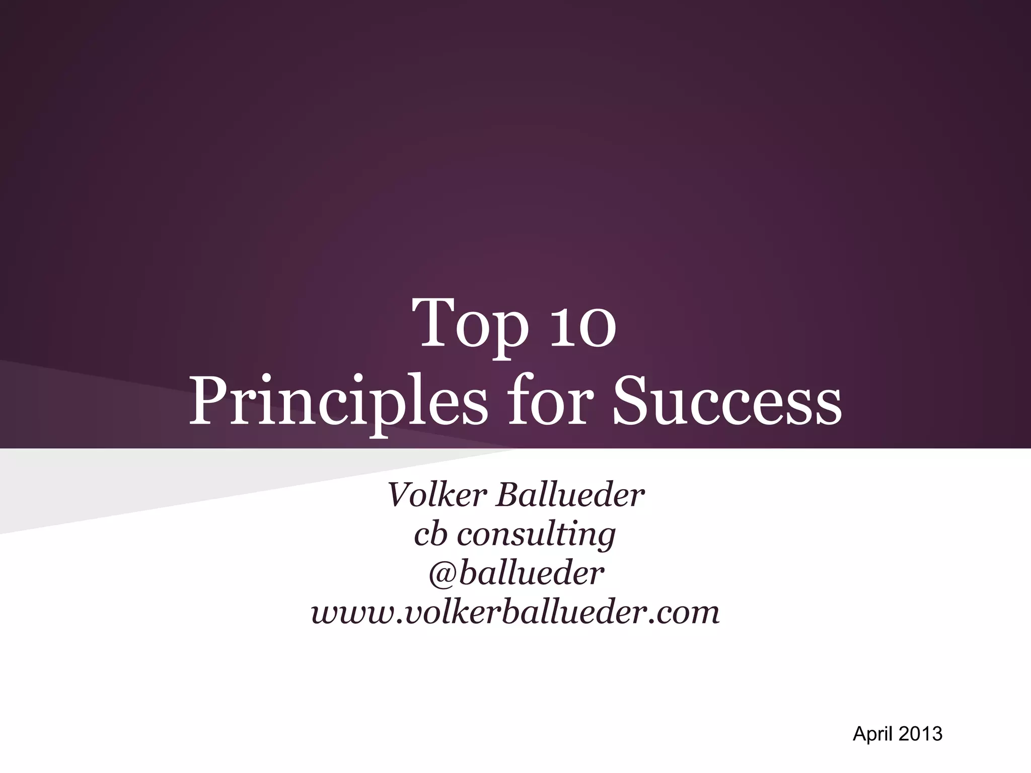 10 principles of success | PPT