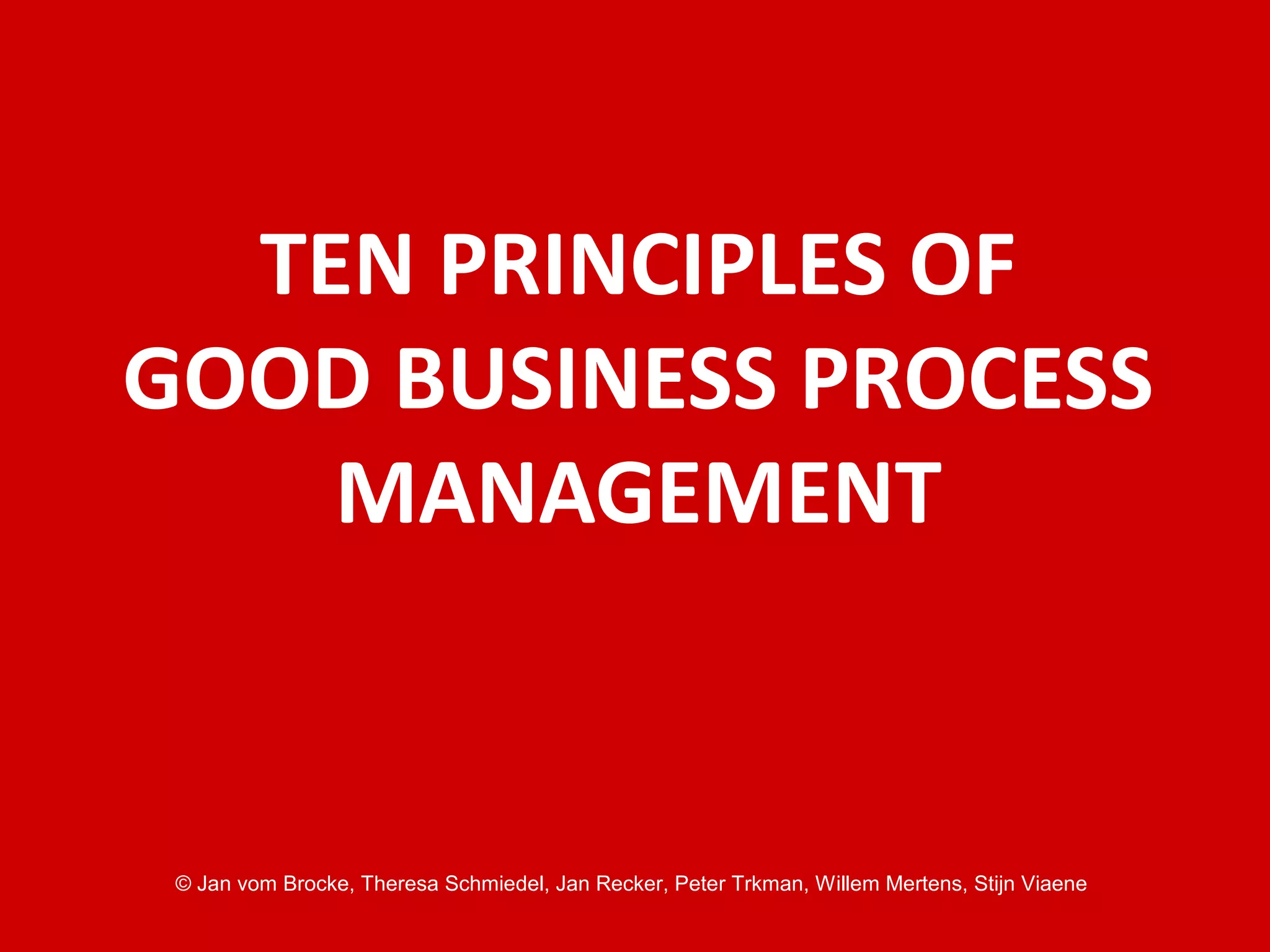 10 Principles of Good Business Process Management | PPT